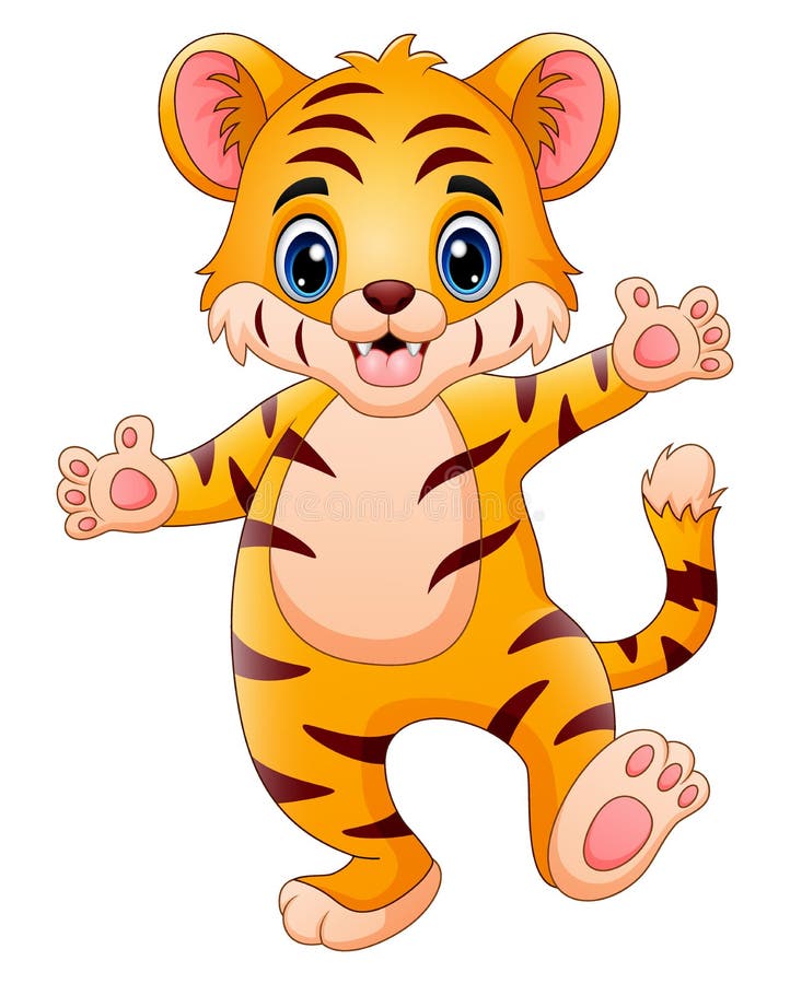 Little tiger make a happy stock vector. Illustration of kitten - 120357383