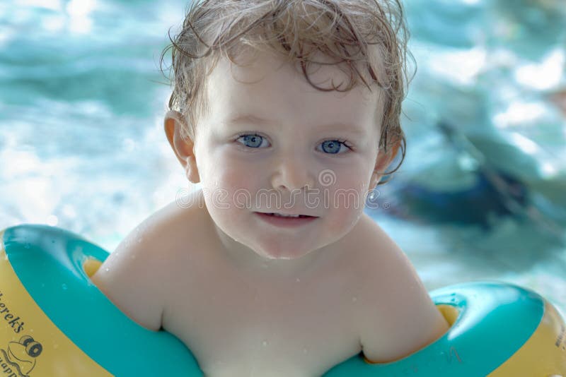 Little Toddler Boy Swimming in Indoor Pool Stock Image - Image of ...