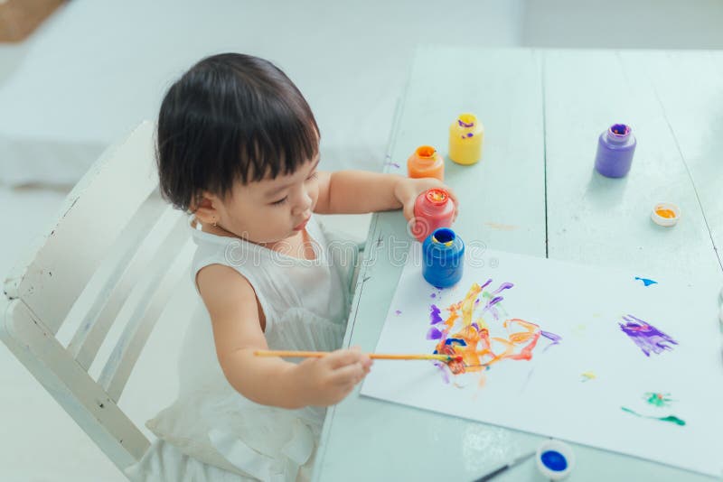 Little Toddler Child Drawing at Home Stock Image - Image of toddler ...