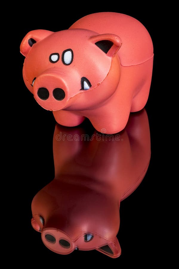 Little Toy Pig on a Reflective Table Stock Photo - Image of eyes, black ...
