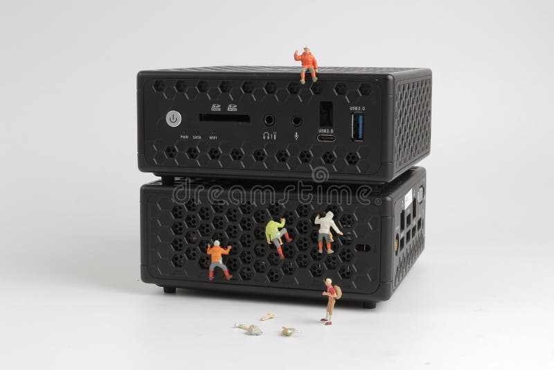 Little Toys with Model Climb PC. Stock Image - Image of close, computer ...