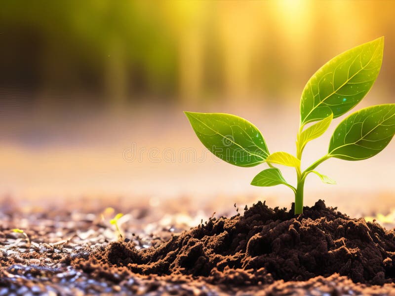 A Little Tree Has Emerged from a Hole in the Ground. Stock Illustration ...