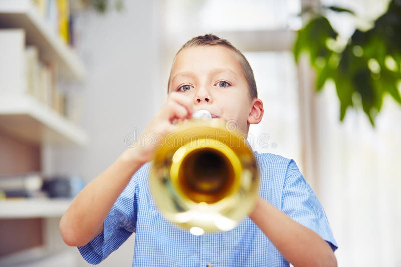 Little trumpeter stock image. Image of learn, indoor - 61223455