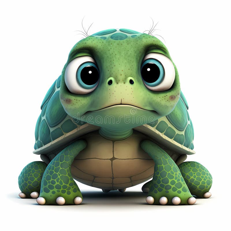 Little Turtle Cartoon. Generative AI Stock Illustration - Illustration ...
