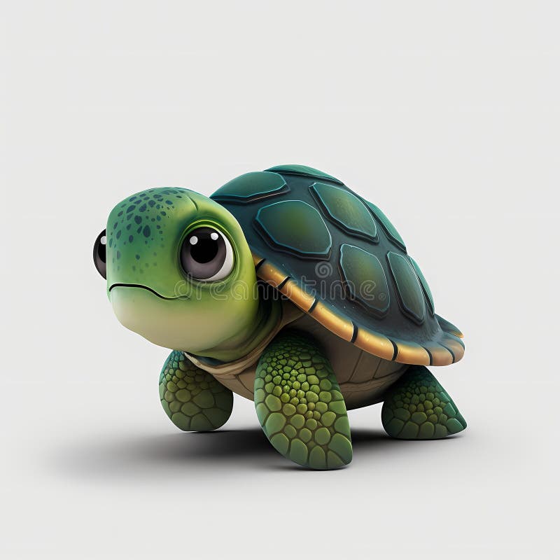 Little Turtle Cartoon. Generative AI Stock Illustration - Illustration ...