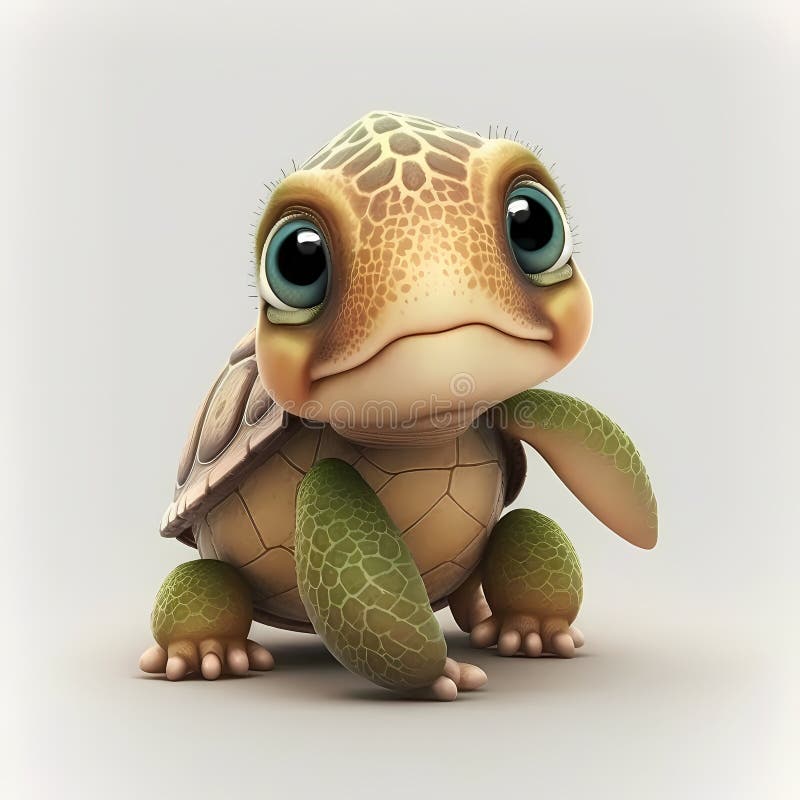 Cute Turtle Cartoon. Generative AI Stock Illustration - Illustration of ...