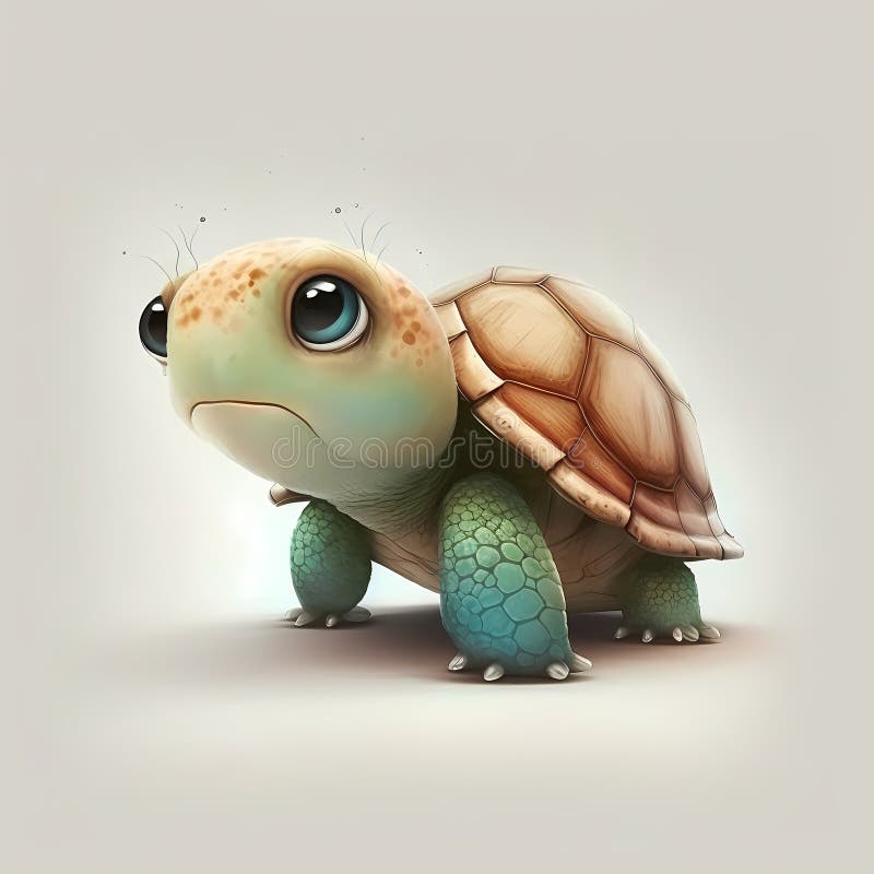 Little Turtle Cartoon. Generative AI Stock Illustration - Illustration ...