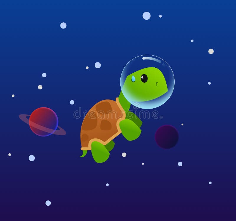 Little Turtle Went into Space Stock Vector - Illustration of amphibian ...