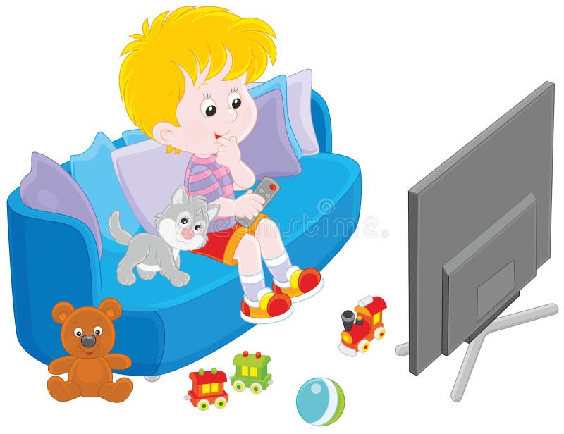 Boy Watching Tv Stock Illustrations – 964 Boy Watching Tv Stock ...