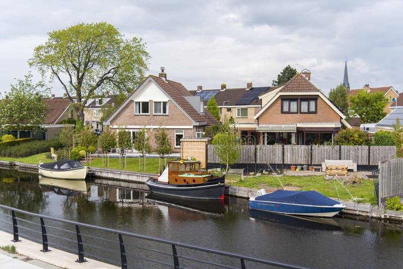 A Little Village by the Typical Water Channel Netherlands Editorial ...