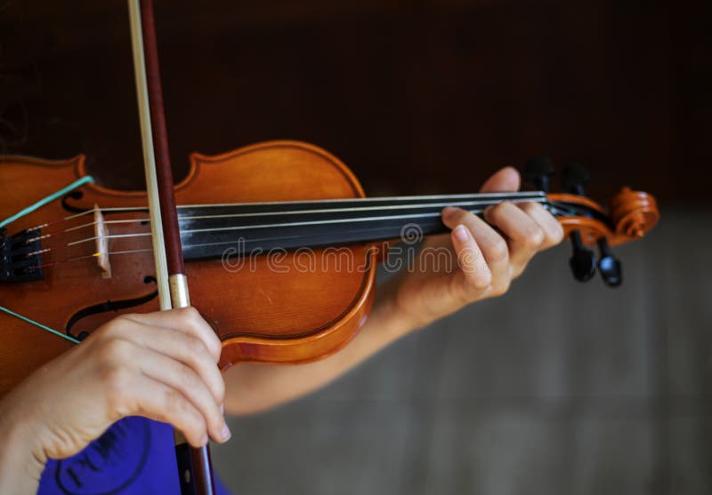 Little Violinist Playing the Violin Top View, Horizontal Stock Image ...