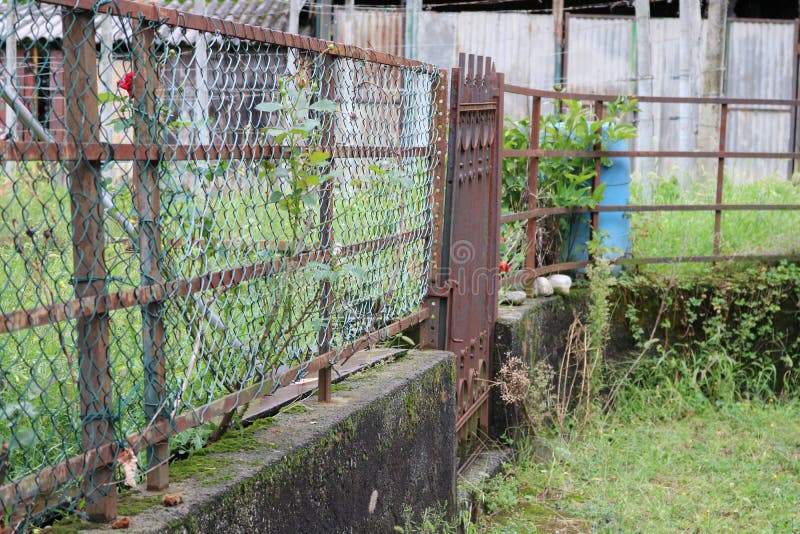 Old Rusty Gate in a Farm Close Up Stock Image - Image of security ...