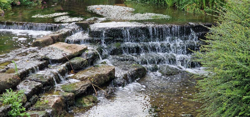 Little Waterfall with a Brook Stock Image - Image of watercourse ...