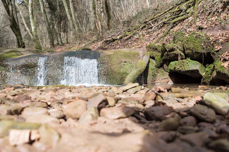 Little Waterfall and Dried Out Riverbed Stock Photo - Image of ...