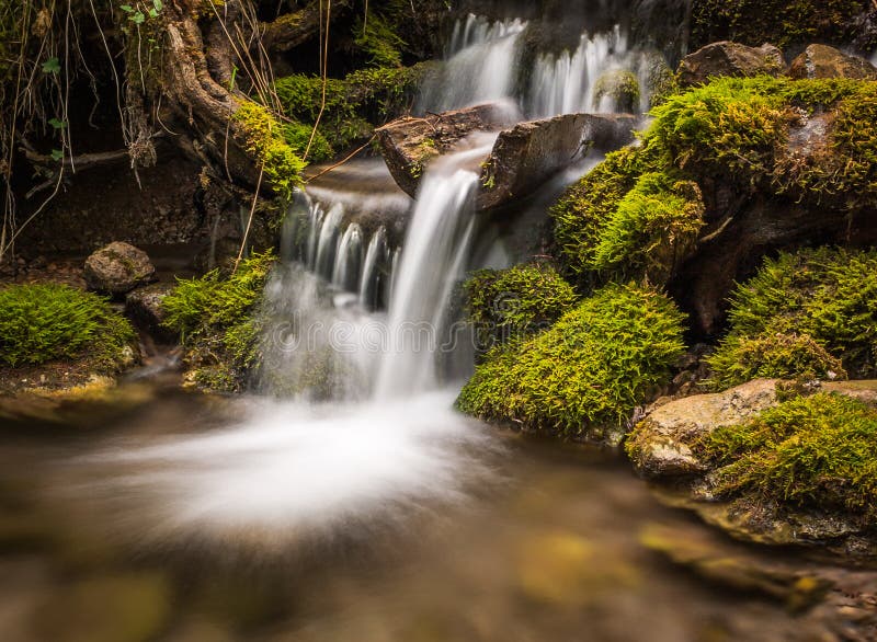 Little waterfall stock image. Image of serenity, smoky - 34734327
