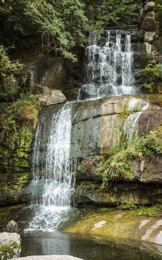 Little Waterfall in the Park Stock Image - Image of foliage, rock ...