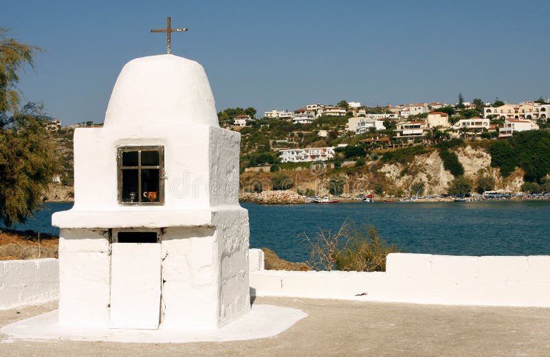 Little white chapel Crete stock image. Image of white - 82495989