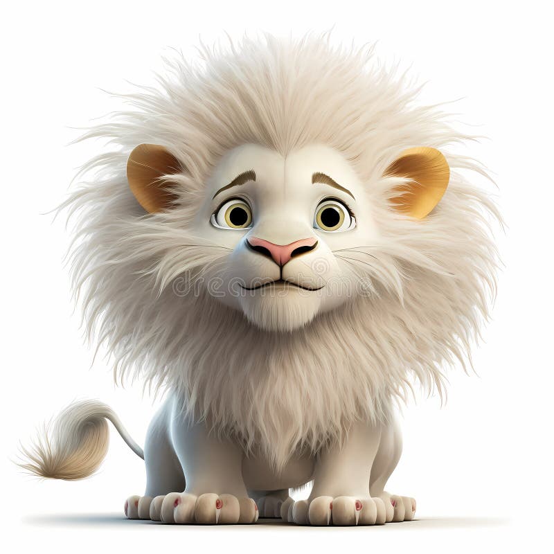 Little White Lion. Generative AI Stock Illustration - Illustration of ...