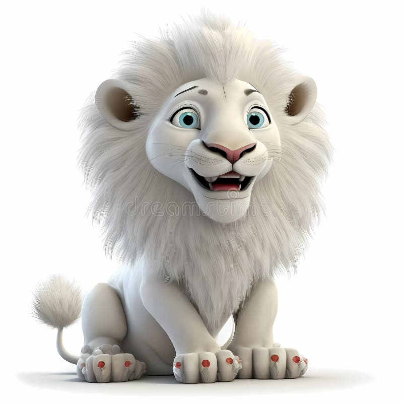 Little White Lion. Generative AI Stock Illustration - Illustration of ...