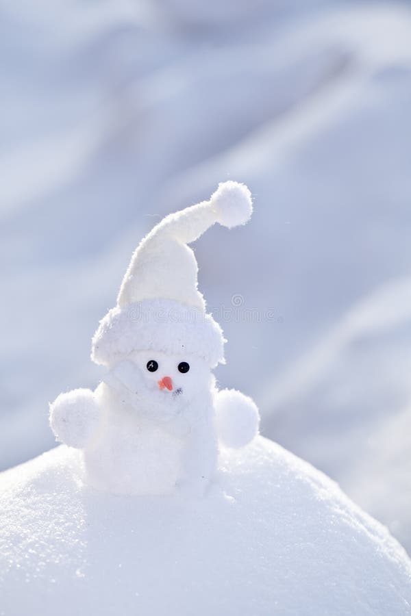 Little white snowman. stock image. Image of crystal, symbol - 35372481