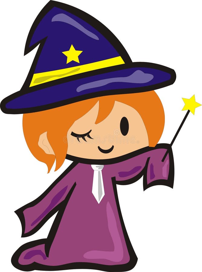 Little Wizard with Magic Wand Stock Vector - Illustration of happiness ...