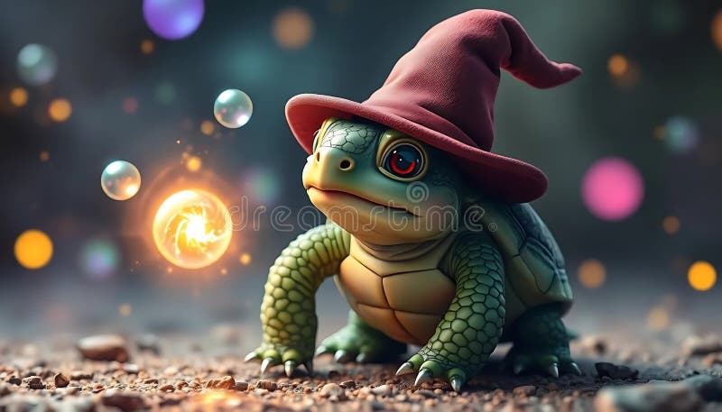 Little Wizard Turtle stock illustration. Illustration of spell - 355455766