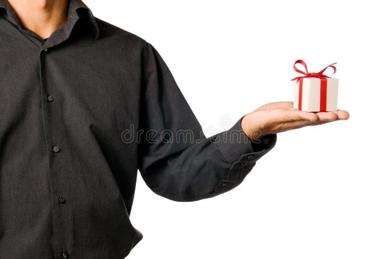 Man with a Wrapped Gift Box Stock Image - Image of confident, male ...