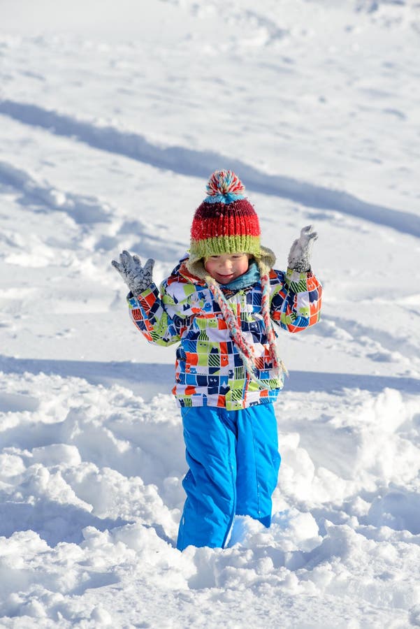 Little 3 Year Old Child in the Snow Stock Image - Image of cold ...