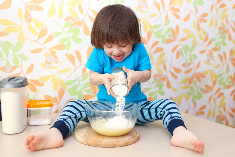 Little 2 Years Boy Cooks at Home Kitchen Stock Image - Image of infant ...