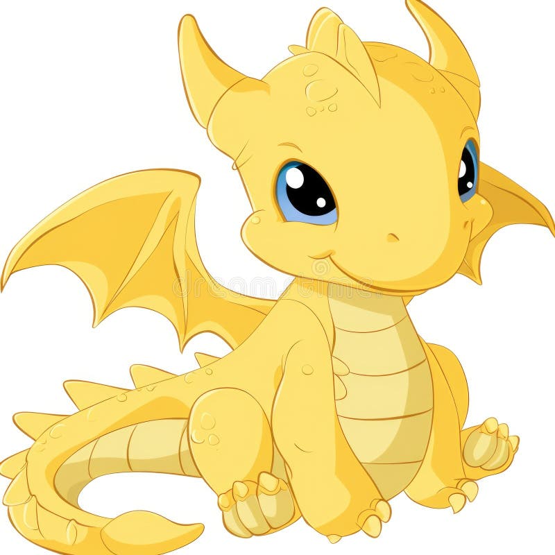 A Little Yellow Dragon Sitting on the Ground Stock Illustration ...