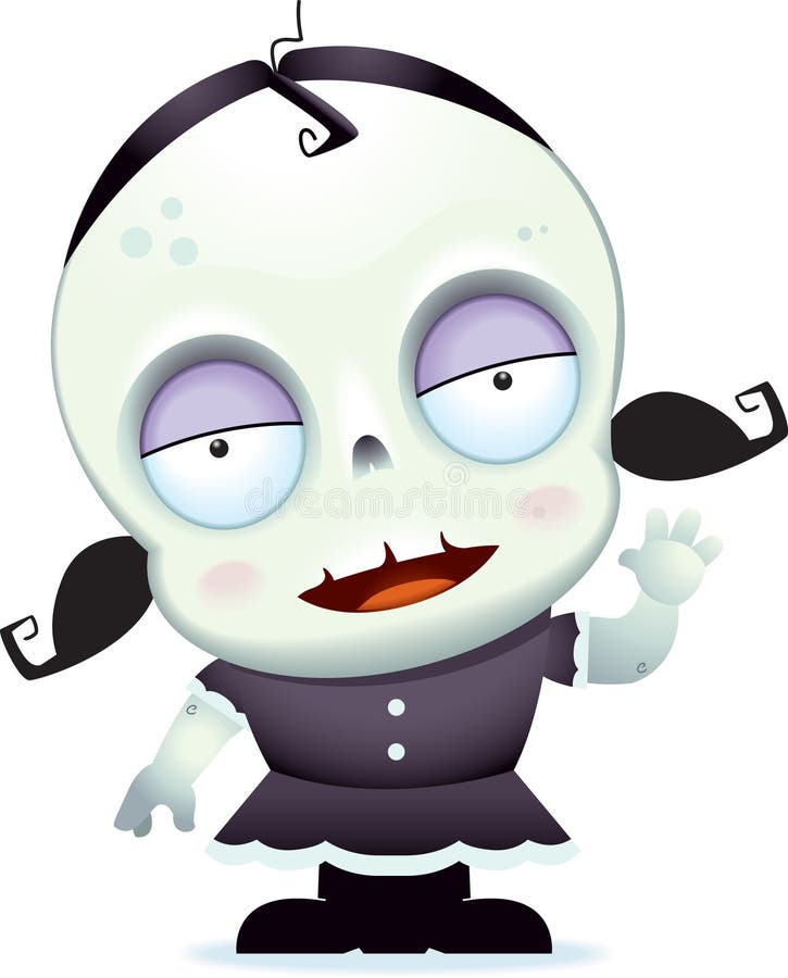 Little Zombie Girl Waving stock vector. Illustration of vector - 9024601