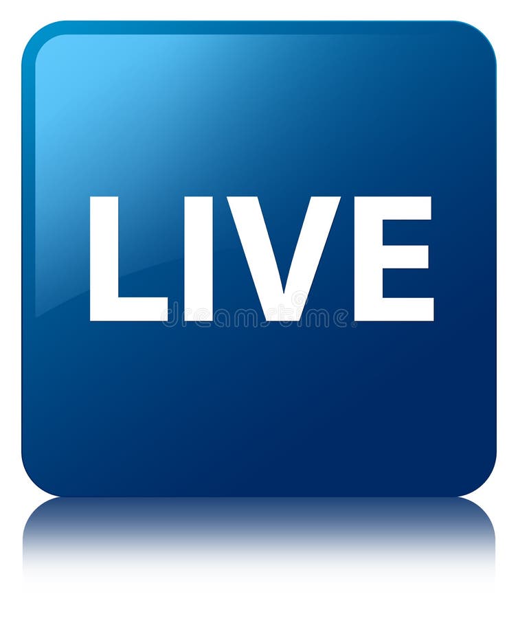 Live blue square button stock illustration. Illustration of text - 90003615