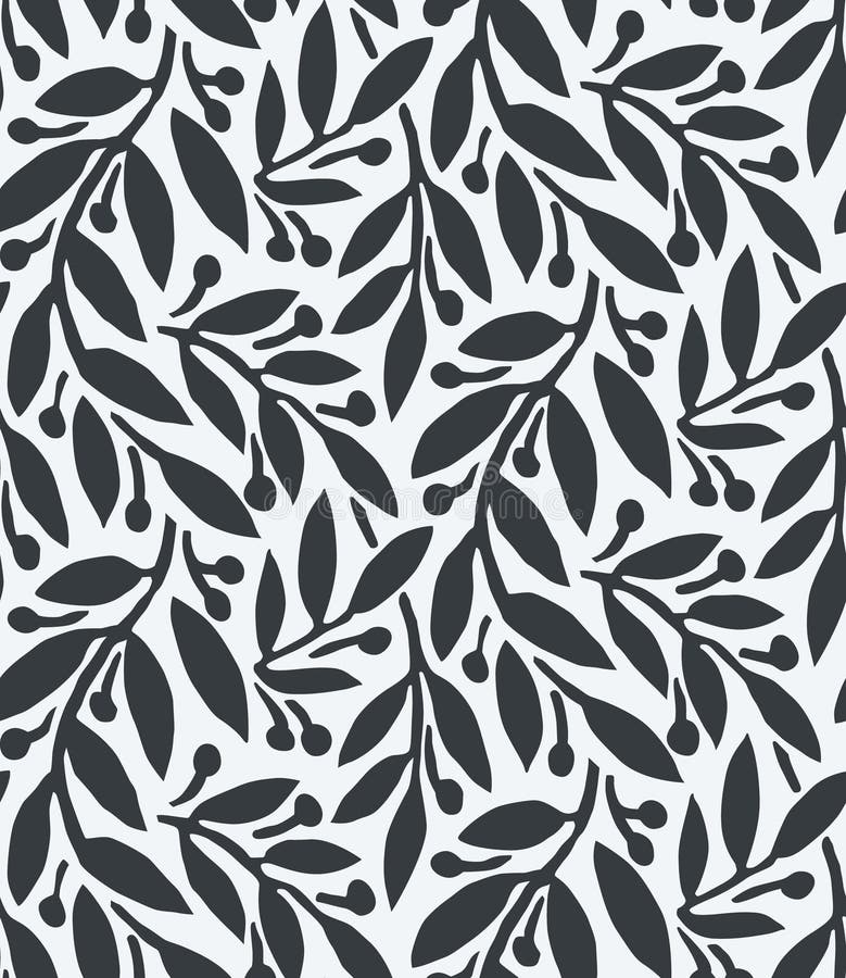 Live Branches, Seamless Pattern. Rough Monochrome Drawing Stock Vector ...