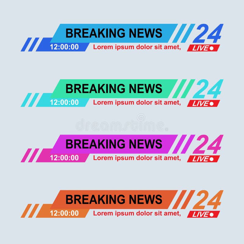 24 Live Breaking News Banners Design-lower Third Template Stock Vector ...