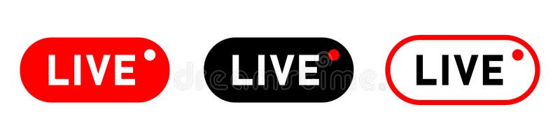 Live Broadcast Button in Flat Style Isolated on White Background Stock ...