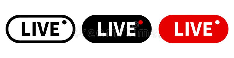 Live Broadcast Buttons in Flat Style. Vector Illustration Isolated on ...
