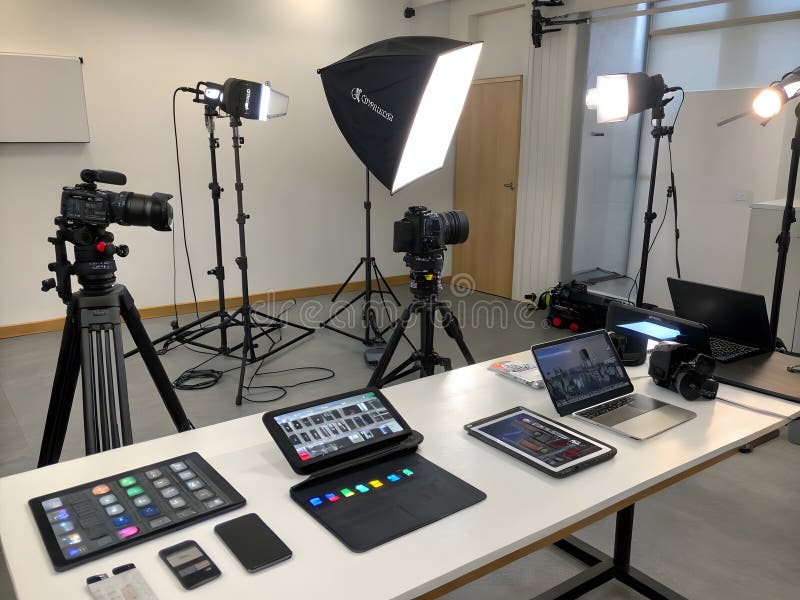 Live Broadcast Equipment Includes Many Cameras, Studio Lights ...