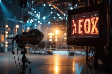 Live Broadcast Setup with Microphone and Countdown Timer for Breaking ...