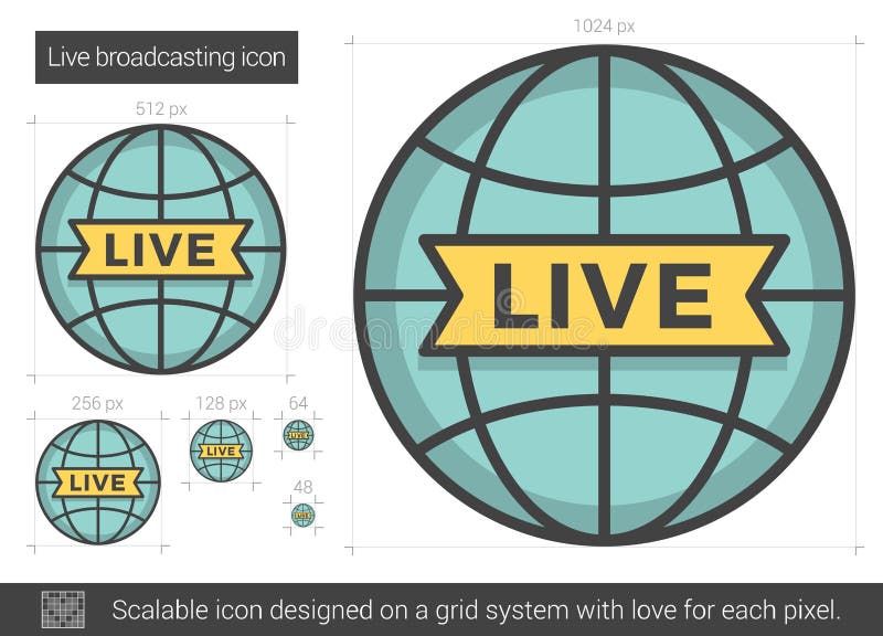 Live Broadcasting Line Icon. Stock Vector - Illustration of flat, line ...