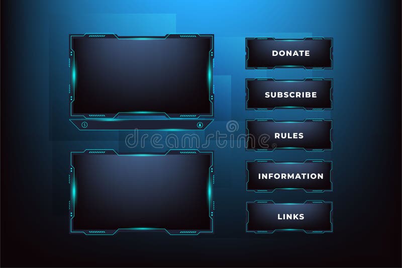 Live Broadcasting Screen Panel Design with Glowing Blue Colors. Online ...