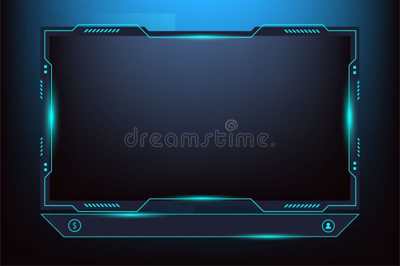 Live Broadcasting Screen Panel Design with Glowing Blue Colors. Online ...