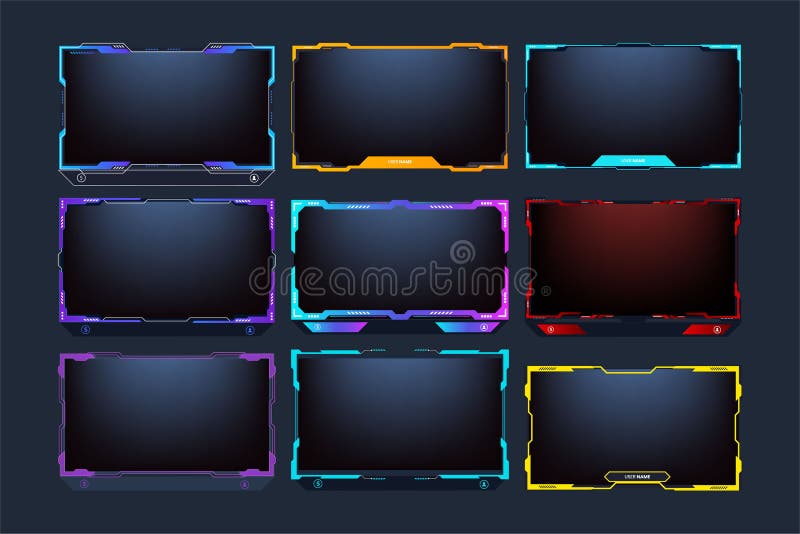 Live Broadcasting Screen Panel Set Vector with Abstract Shapes. Online ...