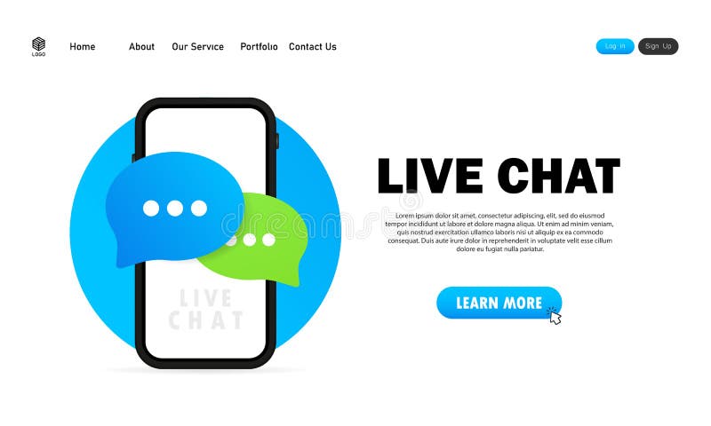 Live Chat Banner. Message Icon in Flat Design in Smartphone ...