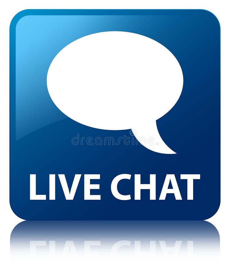 Live Chat Blue Square Button Stock Illustration - Illustration of sign ...