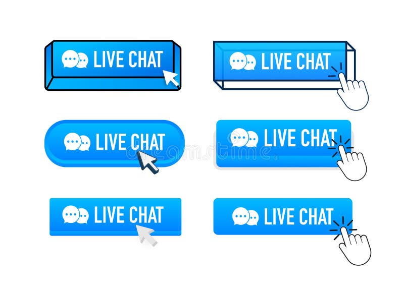 Live Chat Button with Pointer Clicking. Live Chat Web Buttons Set. User Interface Element in ...