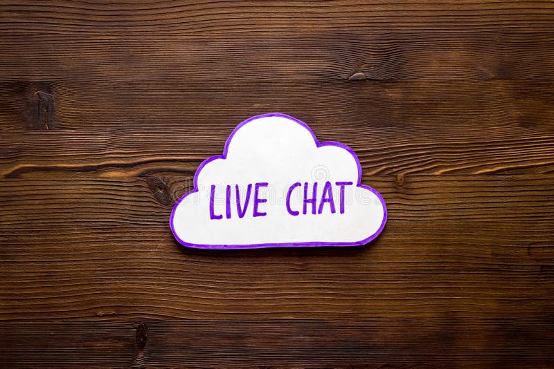 Live Chat Communication Concept - Words on Wooden Background Top View ...