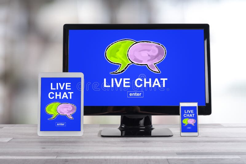Live Chat Concept on Different Devices Stock Image - Image of device ...