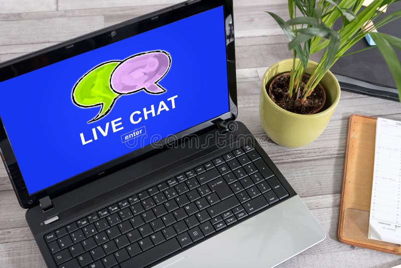 Live Chat Concept on a Laptop Stock Photo - Image of business ...