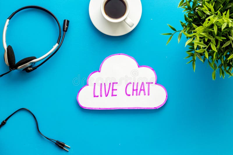 Live Chat Conversation Message Concept. Office Desktop Top View Stock ...