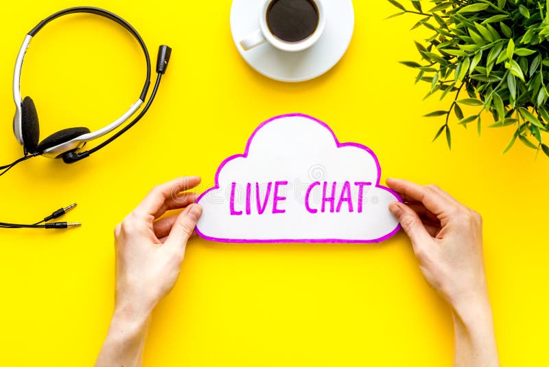 Live Chat Conversation Message Concept. Office Desktop Top View Stock ...